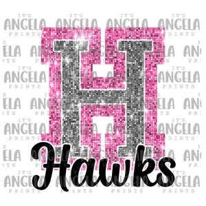 PNG H Hawks Pink Bling Sparkle Glitter School Team Spirit Mascot ...