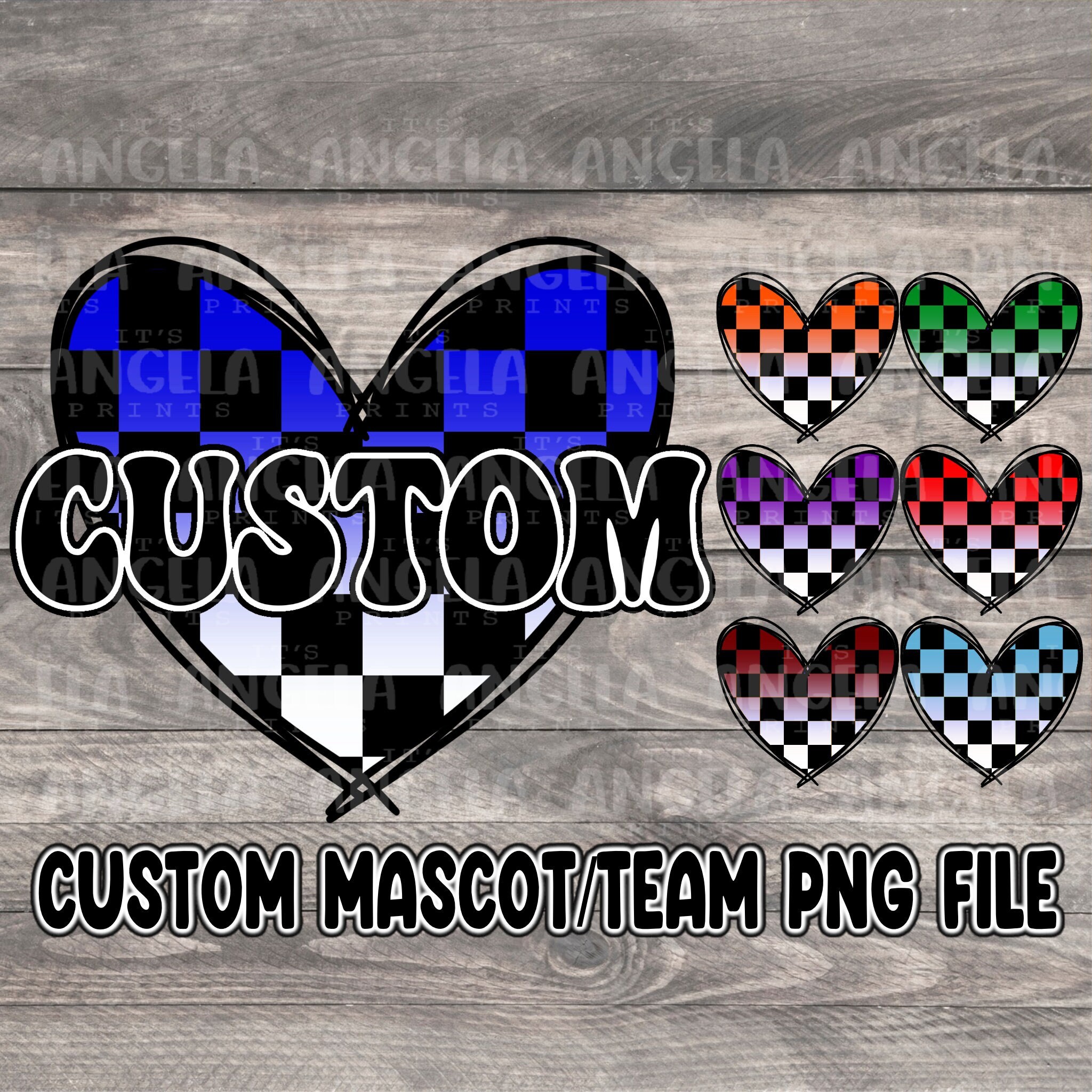 Custom Mascot Team Color Checkered Heart Retro Groovy Game Day - Etsy