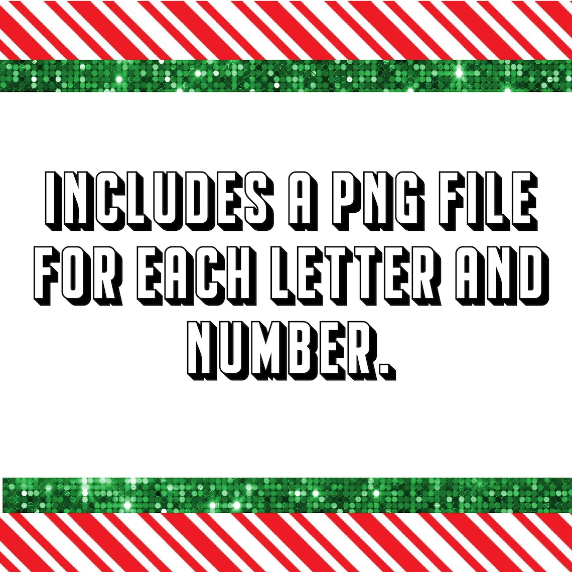 Christmas Alphabet Letters Set With Numbers Symbols Candy Cane - Etsy