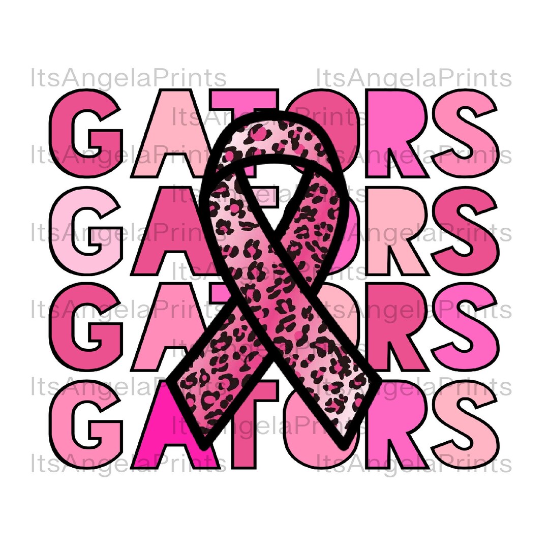 Gators Stacked Breast Cancer Awareness Pink Leopard Ribbon PNG, Digital ...