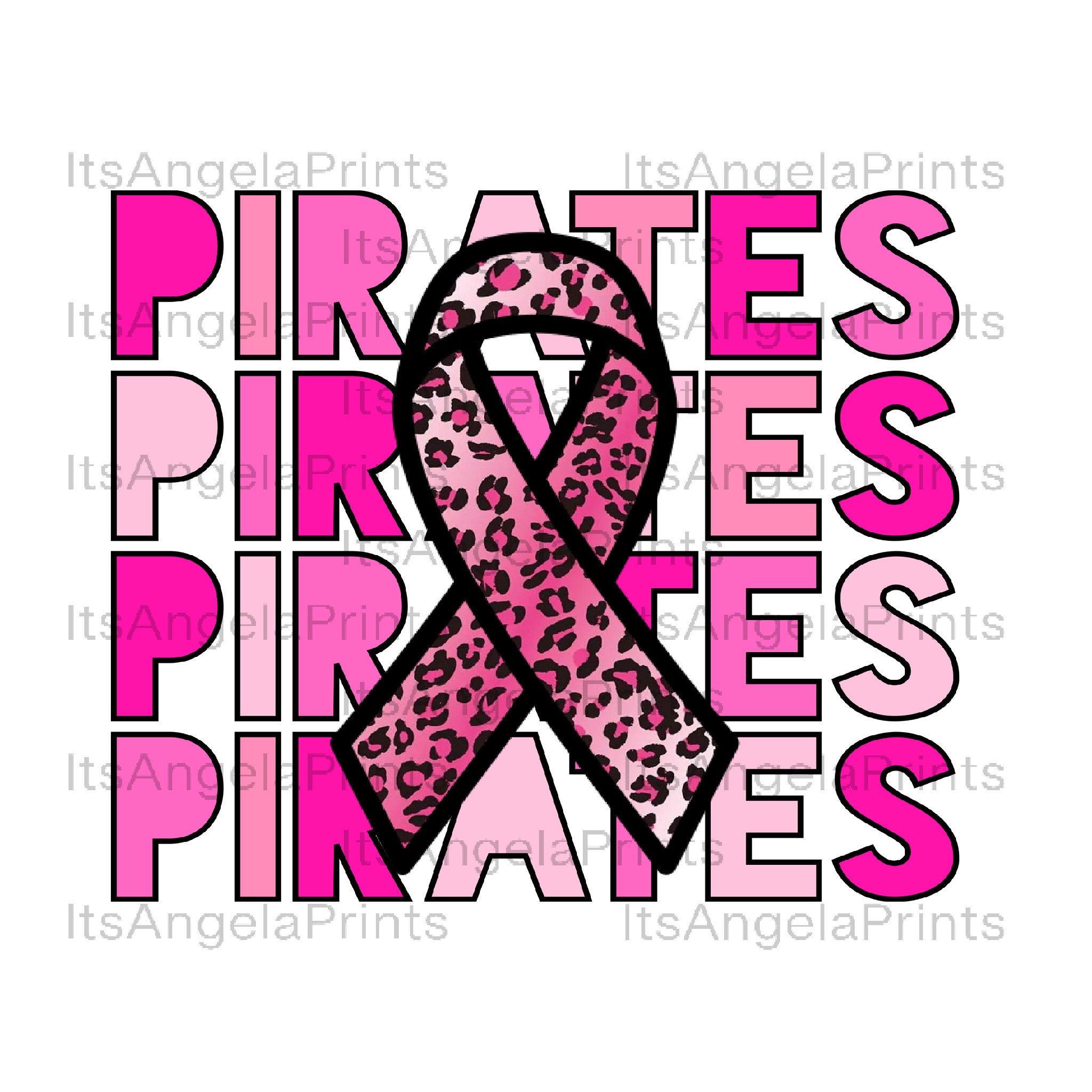 Pirates Stacked Breast Cancer Awareness Pink Leopard Ribbon - Etsy