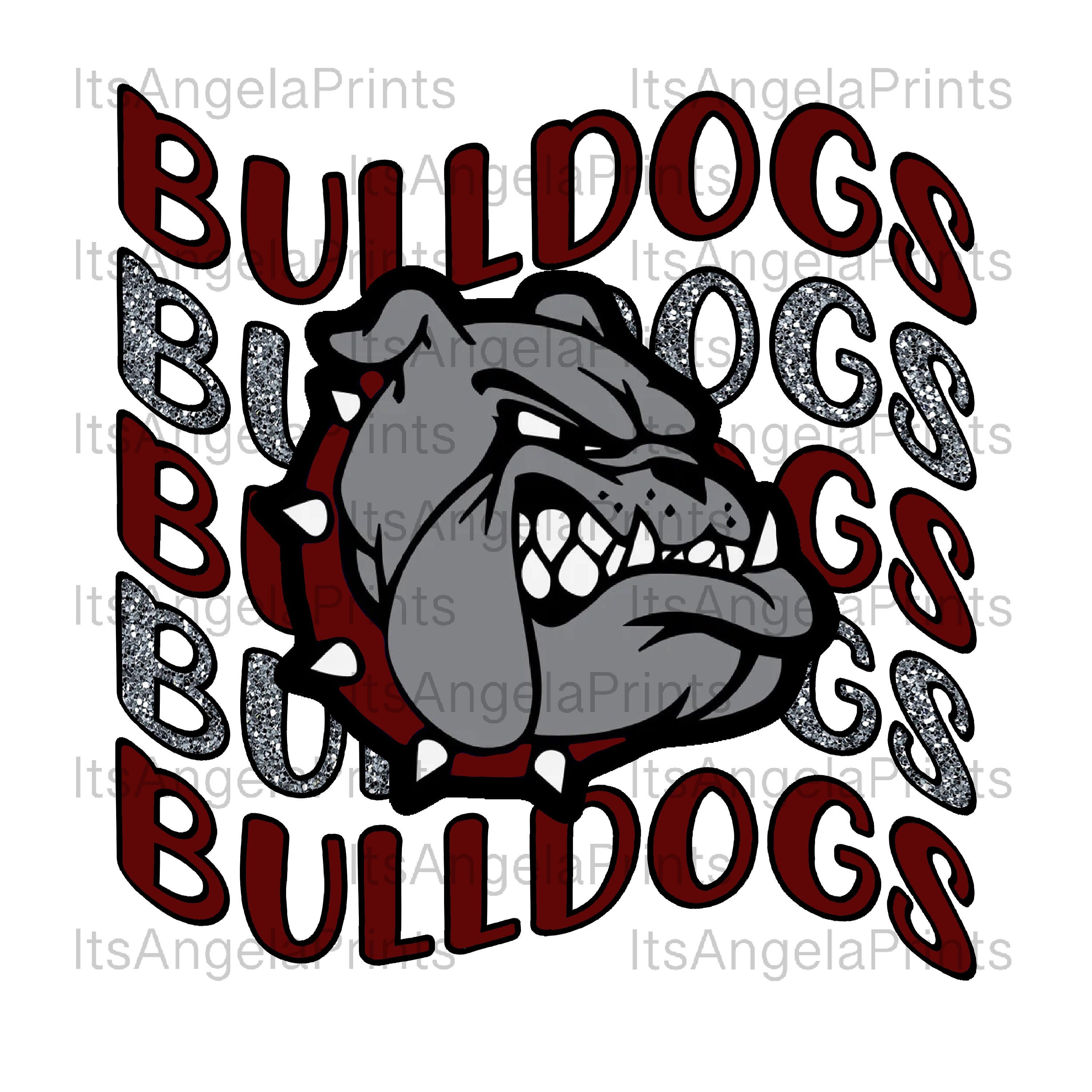Bulldogs Retro Wavy Font Maroon and Silver Glitter Spirit - Etsy