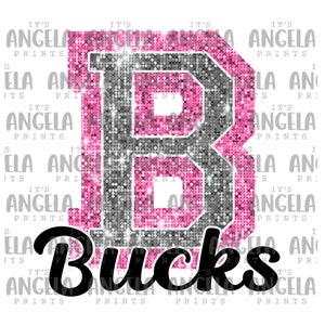 PNG B Bucks Pink Bling Sparkle Glitter School Team Spirit Mascot ...