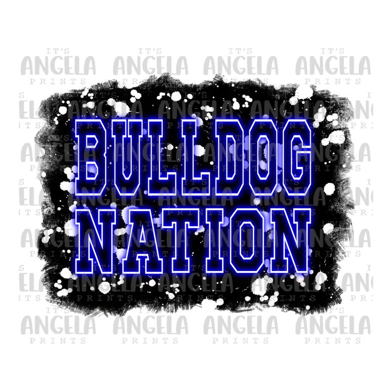PNG Bulldog Nation Blue Neon Lights School Spirit Team Custom Mascot ...