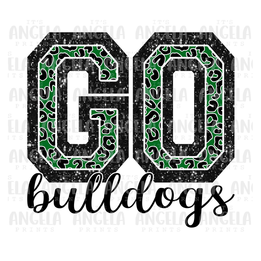 PNG GO Bulldogs Green Leopard Glitter School Spirit Custom Team Mascot ...
