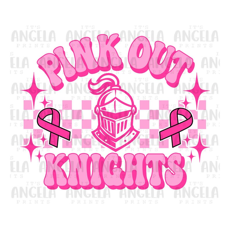 PNG Knights Pink Out Breast Cancer Awareness Groovy Checkered Preppy ...