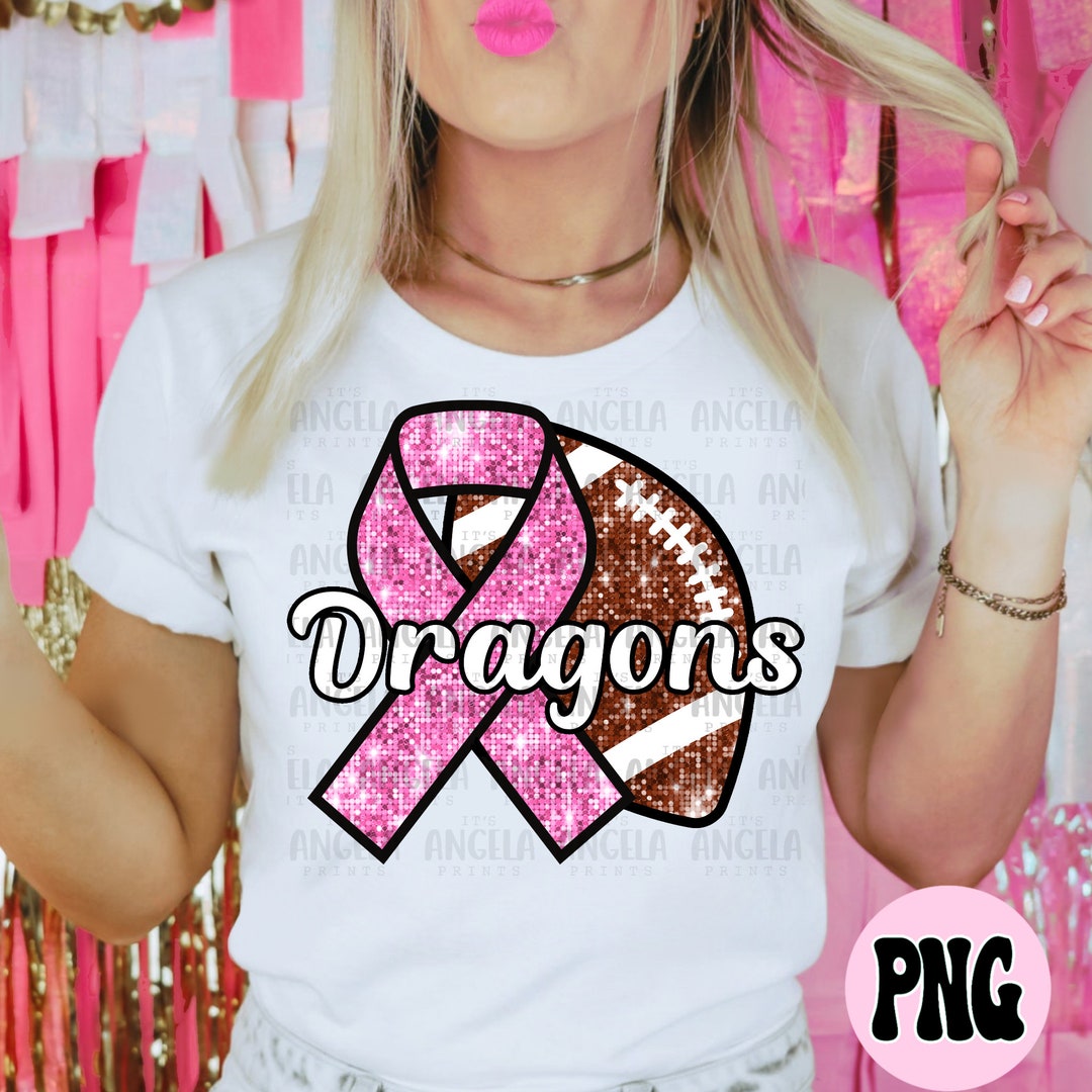 PNG Dragons Faux Bling Glitter Pink Out Breast Cancer Awareness Ribbon ...