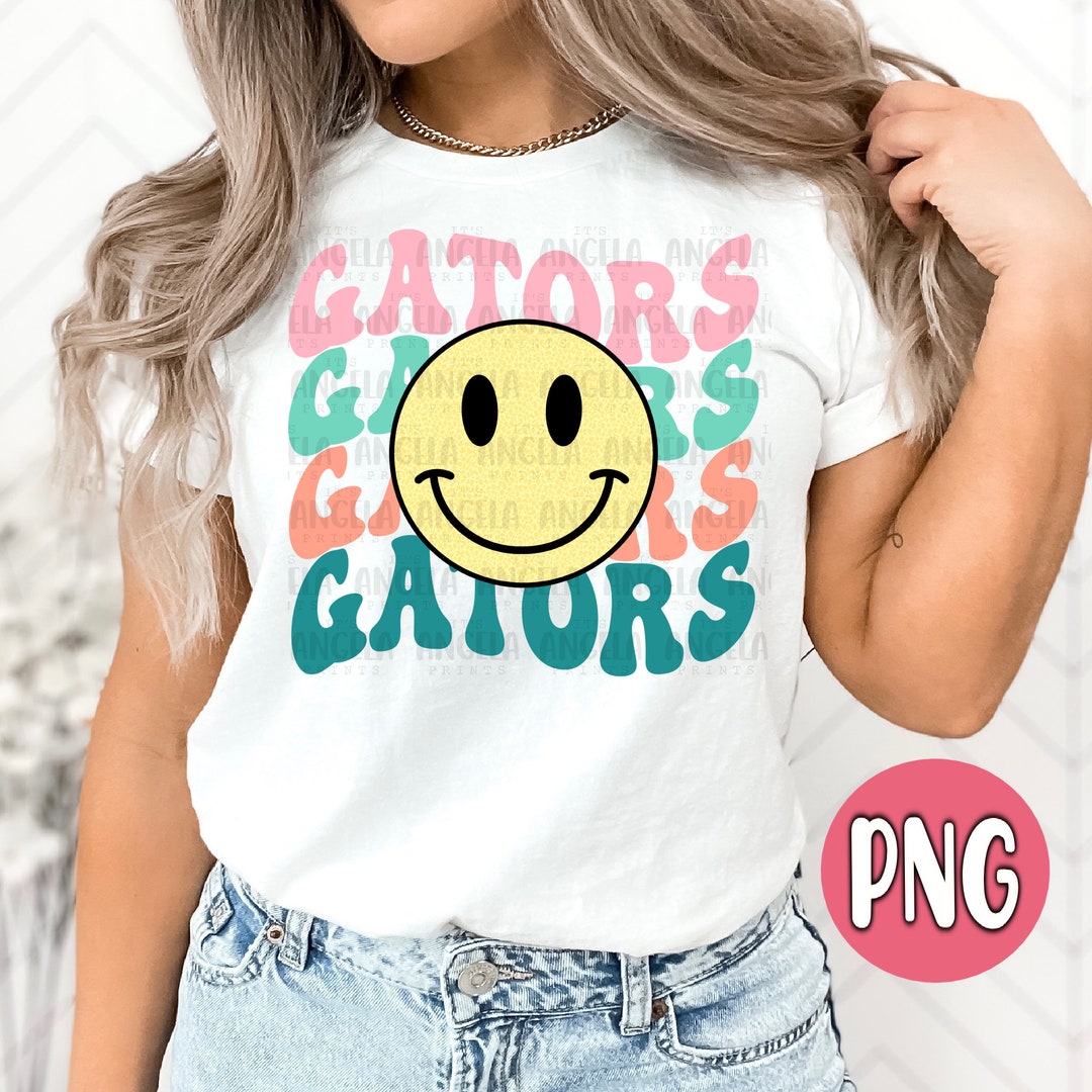 Gators Groovy Retro Wavy Smiley Happy Face School Spirit Mascot Pride ...