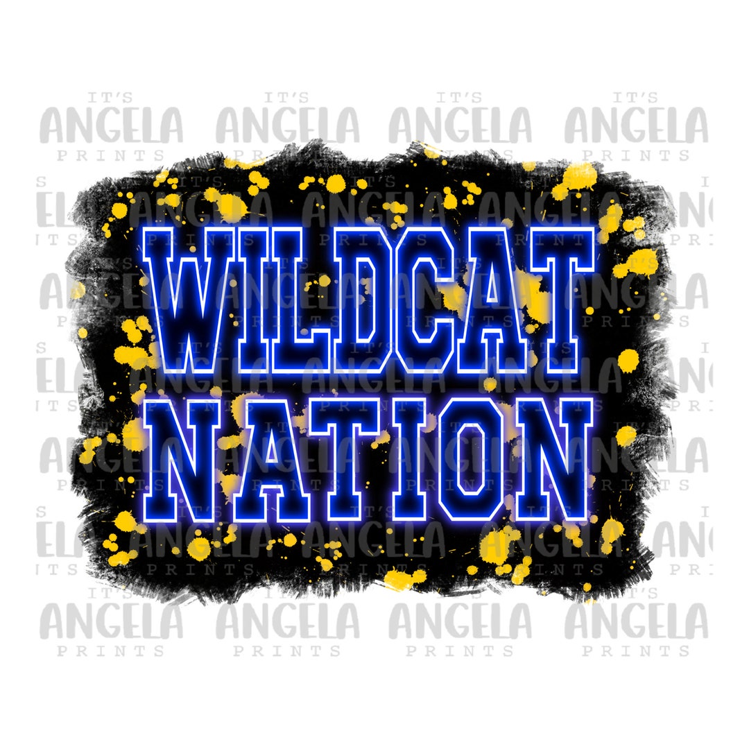 PNG Wildcat Nation Blue Yellow Neon Lights School Spirit Team Custom ...
