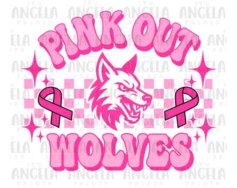 PNG Wolves Pink Out Breast Cancer Awareness Groovy Checkered Preppy ...