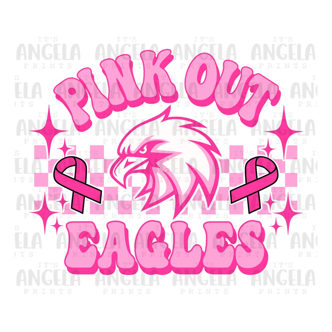 PNG Eagles Pink Out Breast Cancer Awareness Groovy Checkered Preppy ...
