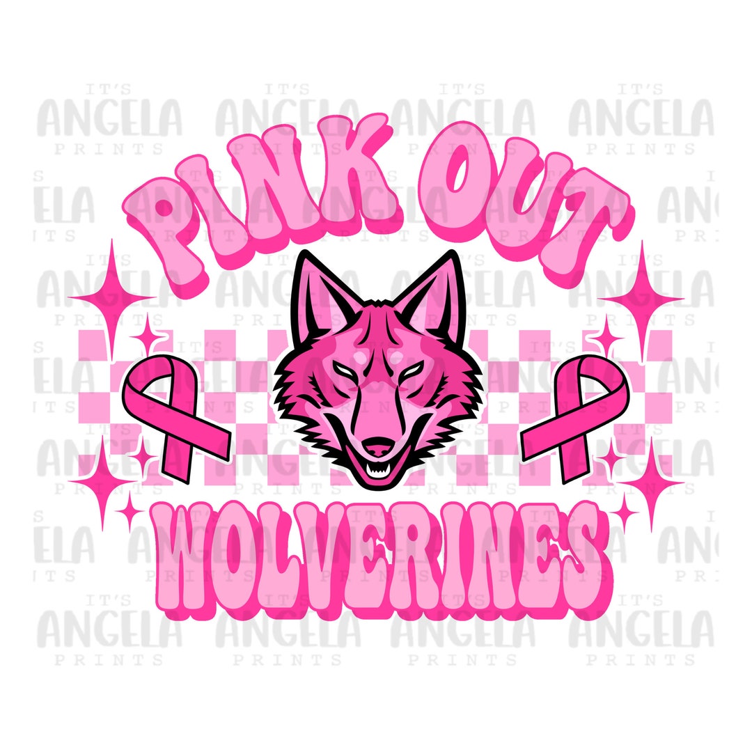PNG Wolverines Pink Out Breast Cancer Awareness Groovy Checkered Preppy ...