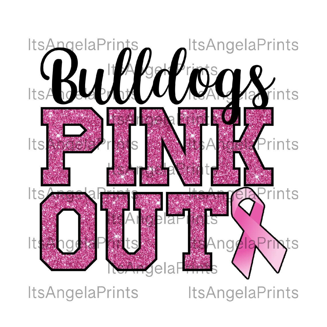 Bulldogs Pink Out Glitter Breast Cancer Awareness Football - Etsy