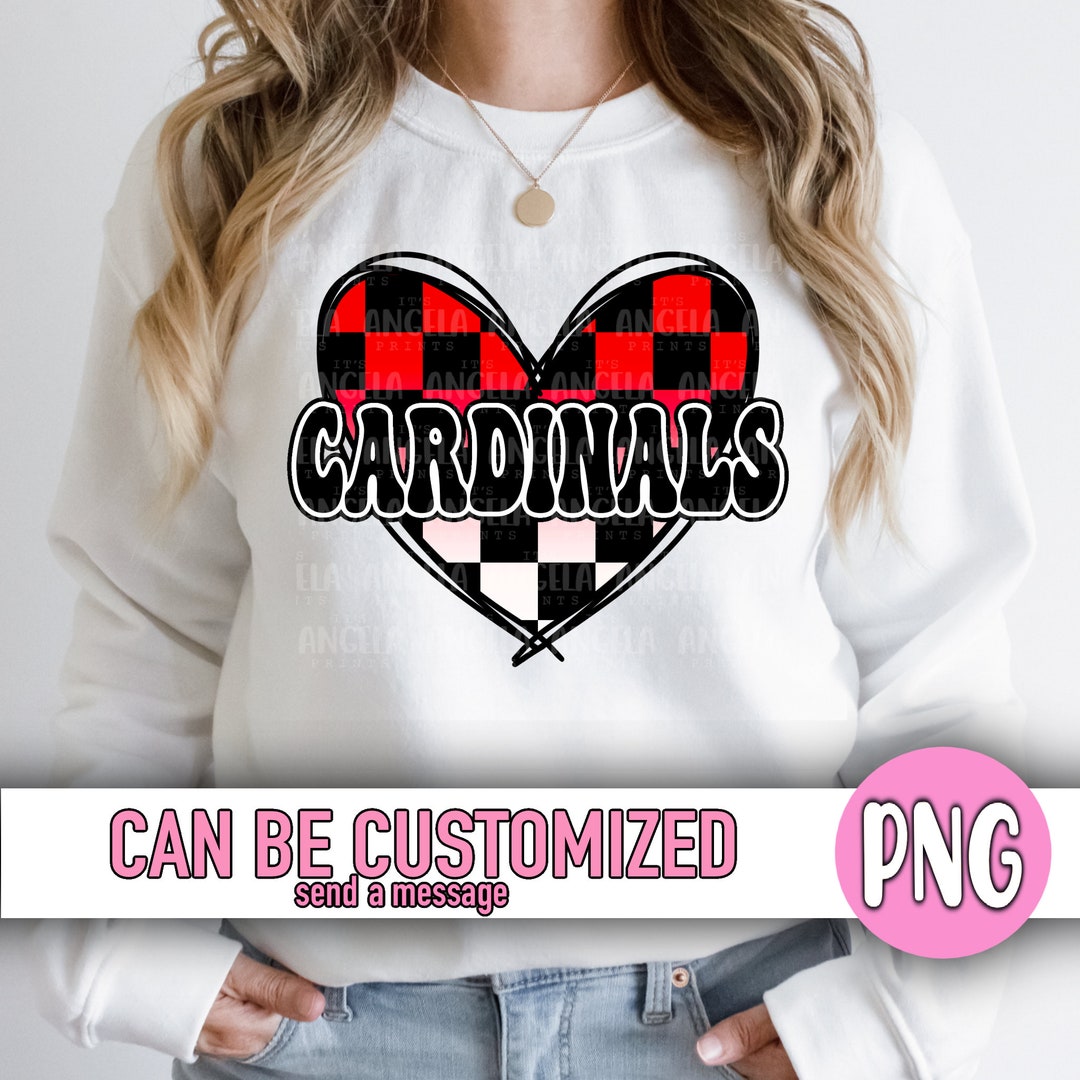 PNG Cardinals Red Checkered Heart Retro Groovy Game Day School Spirit ...