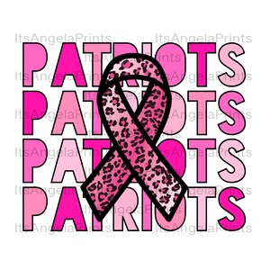 Patriots Stacked Breast Cancer Awareness Pink Leopard Ribbon PNG ...
