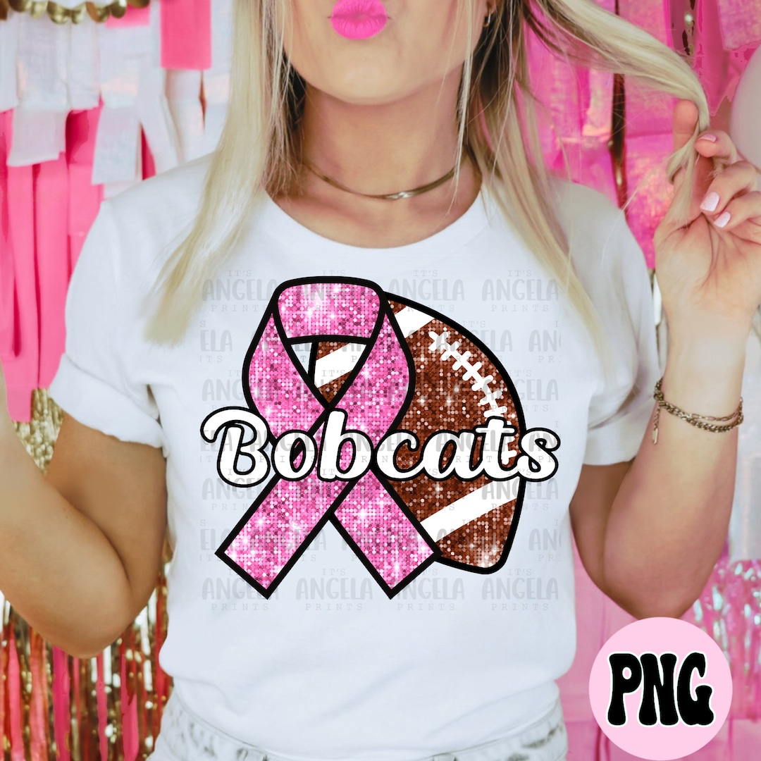 PNG Bobcats Faux Bling Glitter Pink Out Breast Cancer Awareness Ribbon ...