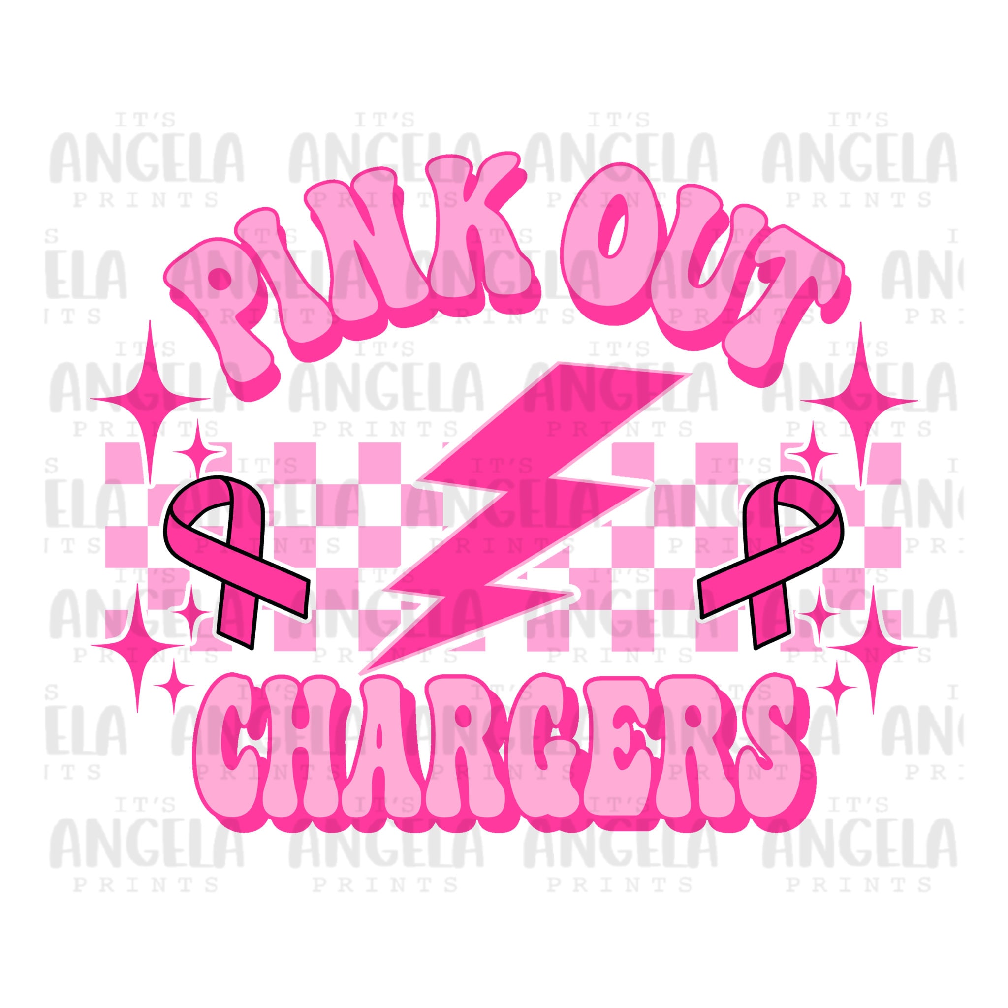 PNG Chargers Pink Out Breast Cancer Awareness Groovy Checkered Preppy ...