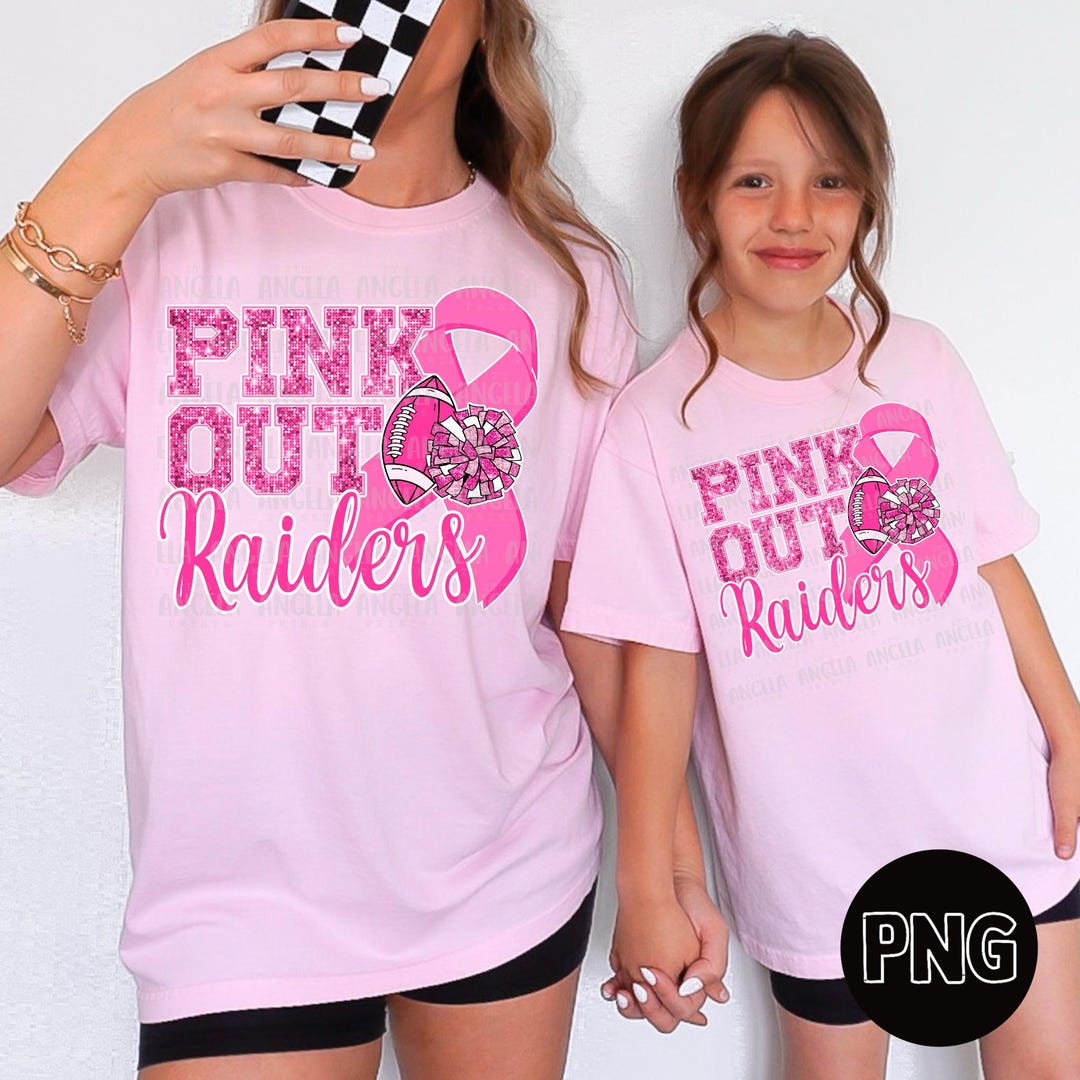 PNG Raiders Pink Out Breast Cancer Awareness Faux Glitter Sequin Bling ...