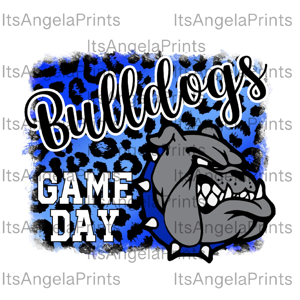 Bulldogs Blue Leopard Ombre Game Day Mascot Football - Etsy