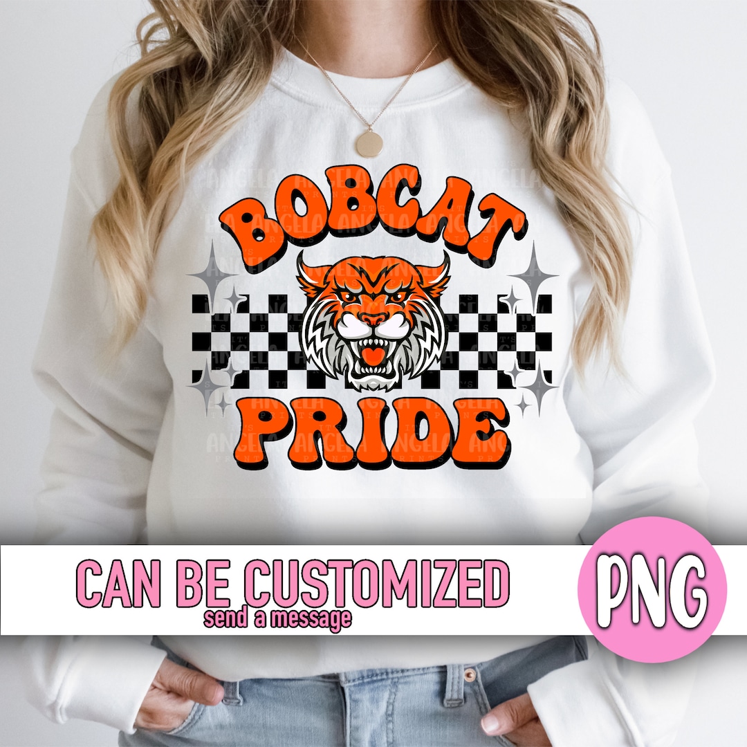 PNG Bobcat Pride Orange Groovy Checkered School Team Spirit Mascot ...