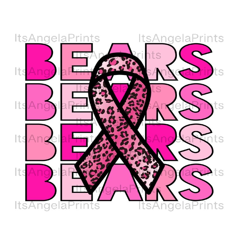 Bears Stacked Breast Cancer Awareness Pink Leopard Ribbon PNG - Etsy