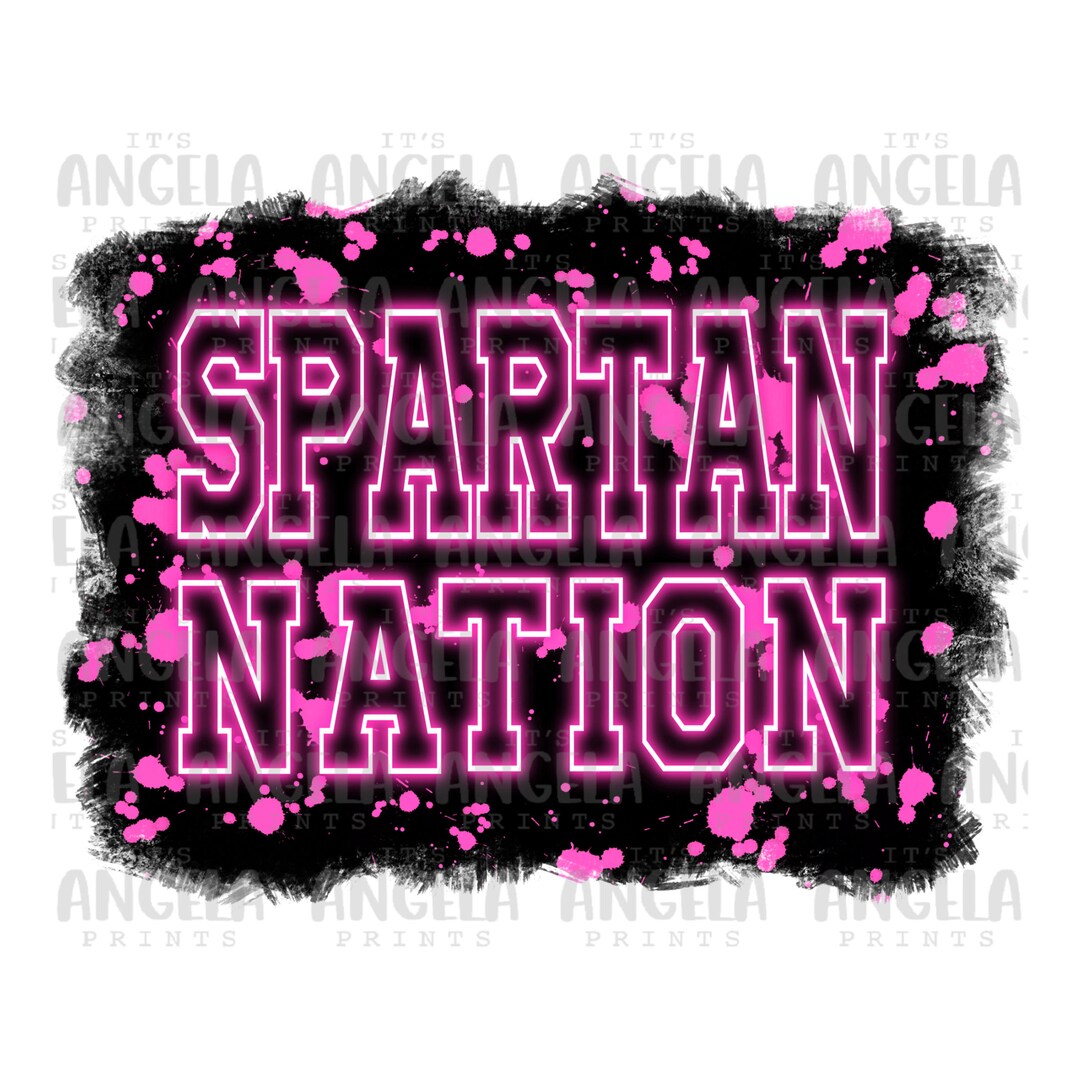 PNG Spartan Nation Pink Neon Lights School Spirit Team Custom Mascot ...