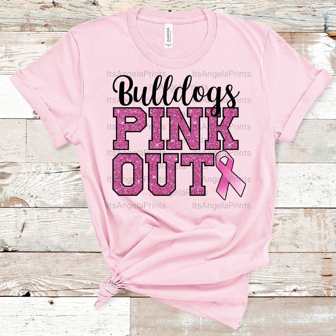 Bulldogs Pink Out Glitter Breast Cancer Awareness Football Volleyball ...
