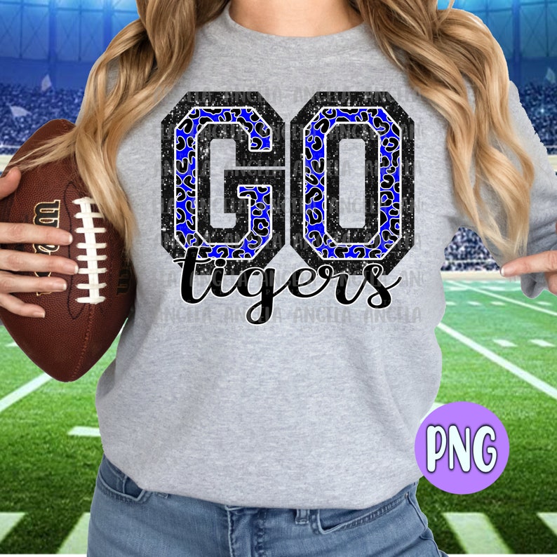 PNG GO Tigers Blue Leopard Glitter School Spirit Custom Team Mascot ...