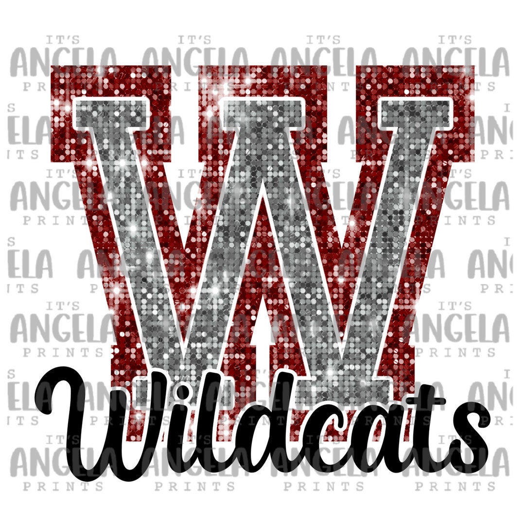 PNG W Wildcats Maroon Bling Sparkle Glitter School Team Spirit Mascot ...