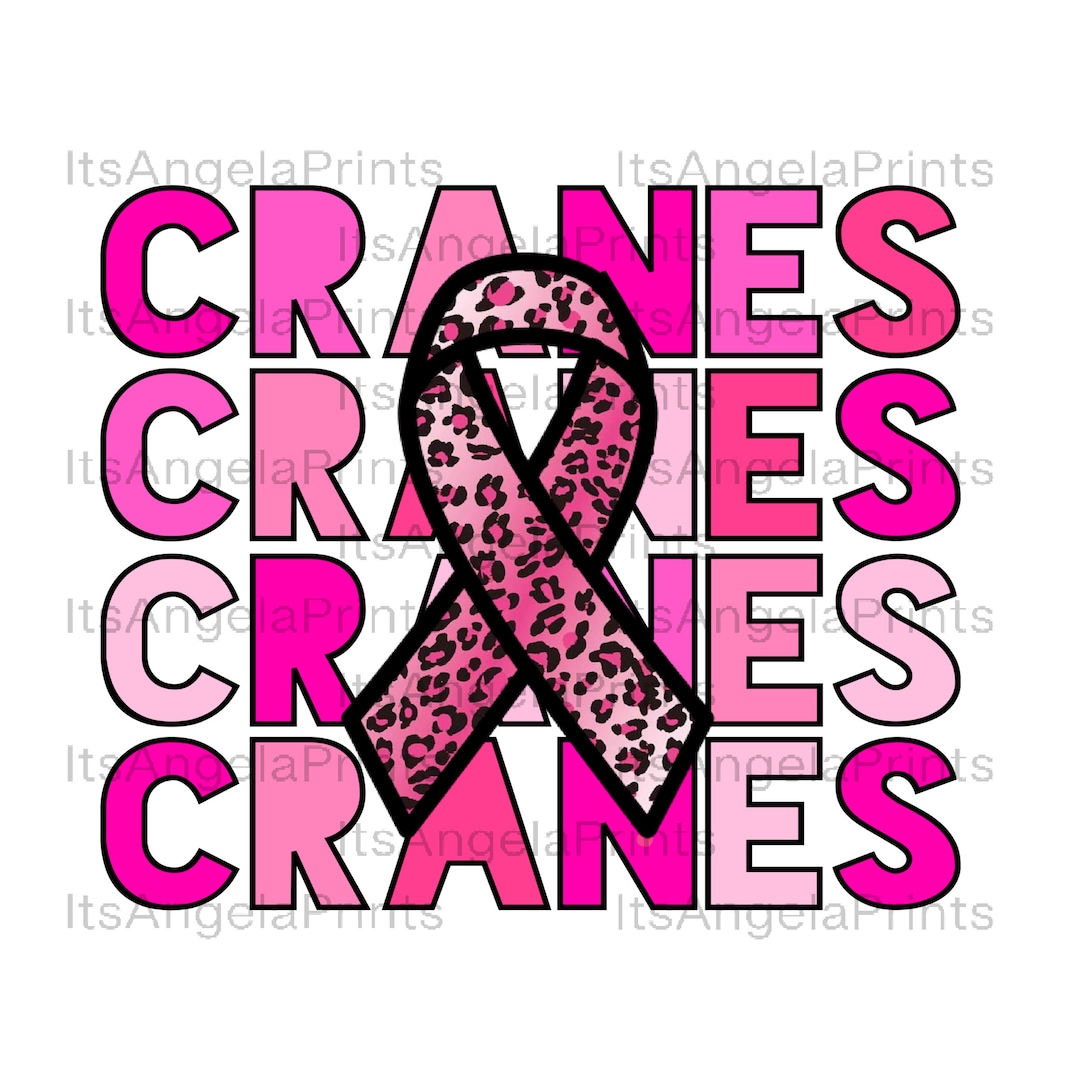 Cranes Stacked Breast Cancer Awareness Pink Leopard Ribbon PNG, Digital ...