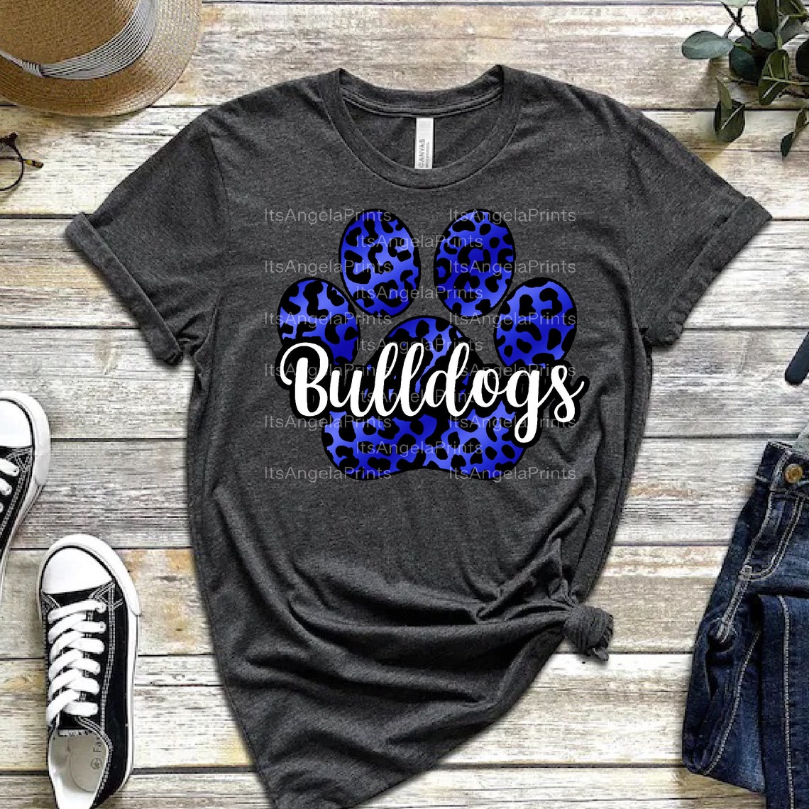 Bulldogs Paw Print Leopard Ombre Blue Out Football Cheer - Etsy