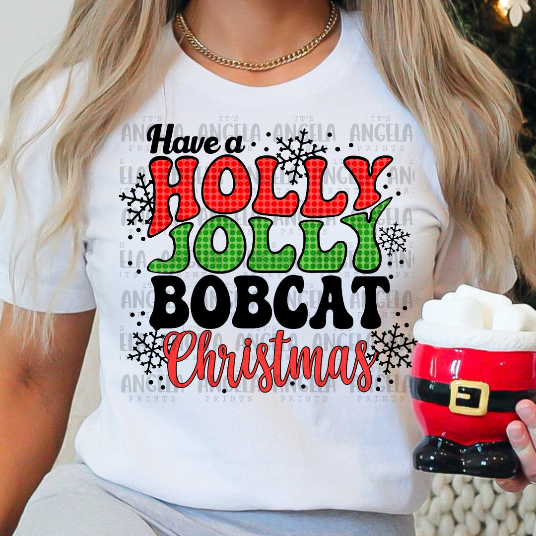 Bobcats Holly Jolly Christmas Holiday Red Green Santa Snowflake Mascot ...
