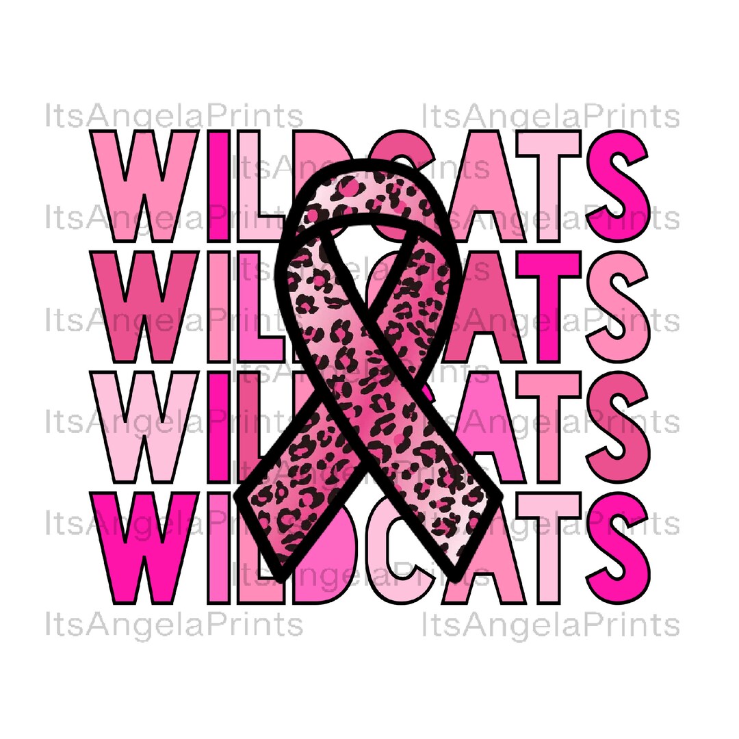 Wildcats Stacked Breast Cancer Awareness Pink Leopard Ribbon PNG ...