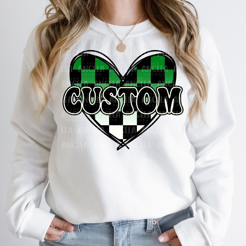 Custom Mascot Team Color Checkered Heart Retro Groovy Game Day - Etsy