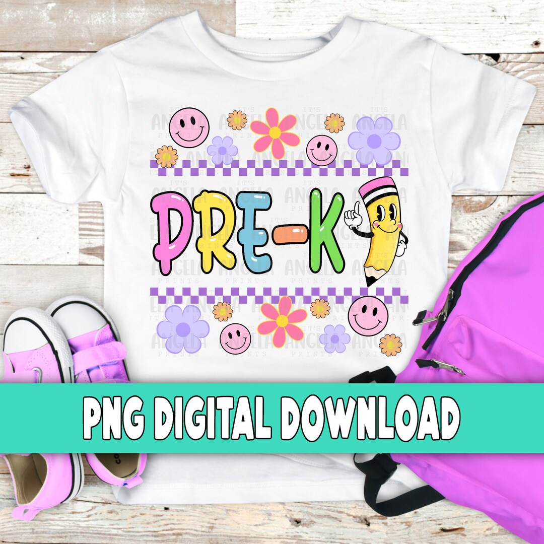 PNG Pre-k Back to School Retro Checkered Smiley Preppy Groovy Pastel ...