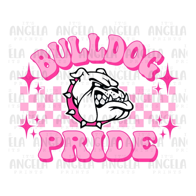 PNG Bulldog Pride Pink Groovy Checkered School Team Spirit Mascot ...