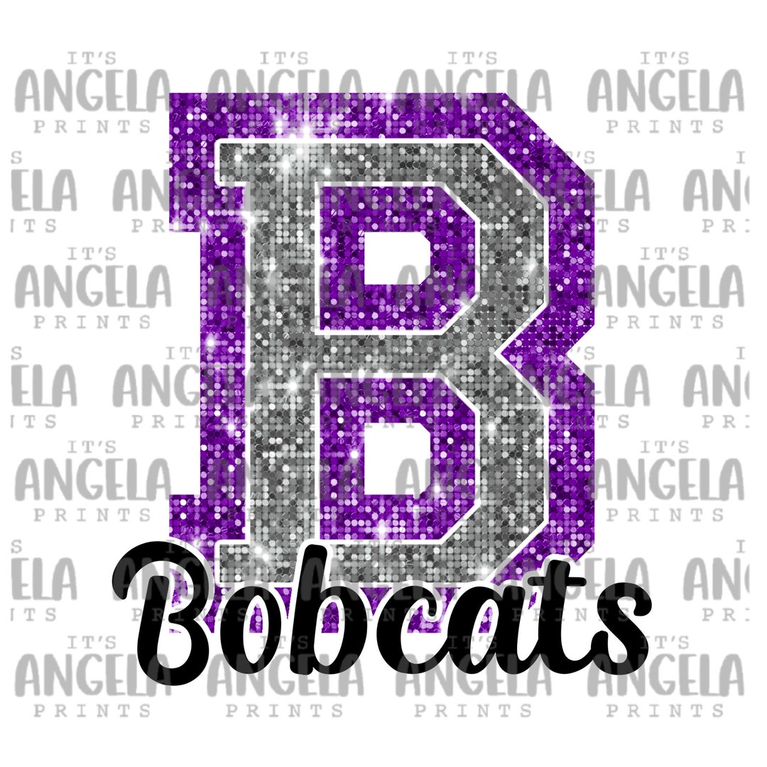 PNG B Bobcats Purple Bling Sparkle Glitter School Team Spirit Mascot ...