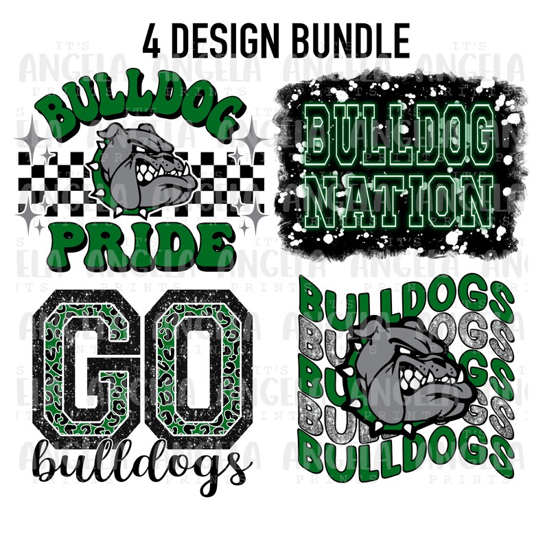 PNG Bundle Bulldogs Green 4 Designs School Spirit Team Game Day ...