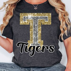 PNG T Tigers Gold Bling Sparkle Glitter School Team Spirit Mascot ...