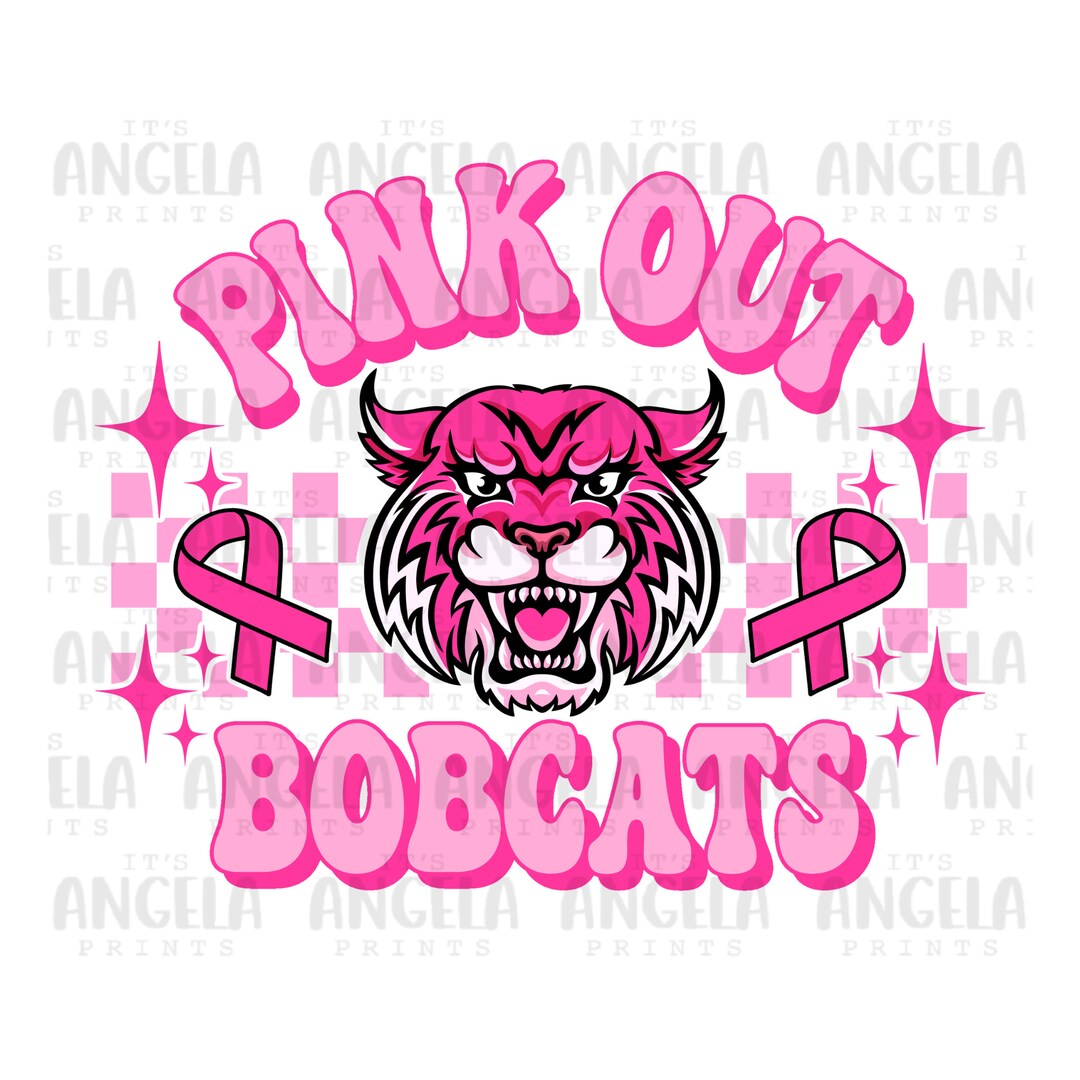 PNG Bobcats Pink Out Breast Cancer Awareness Groovy Checkered Preppy ...