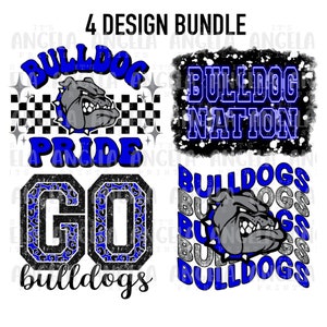 PNG Bundle Bulldogs Blue 4 Designs School Spirit Team Game Day Football ...