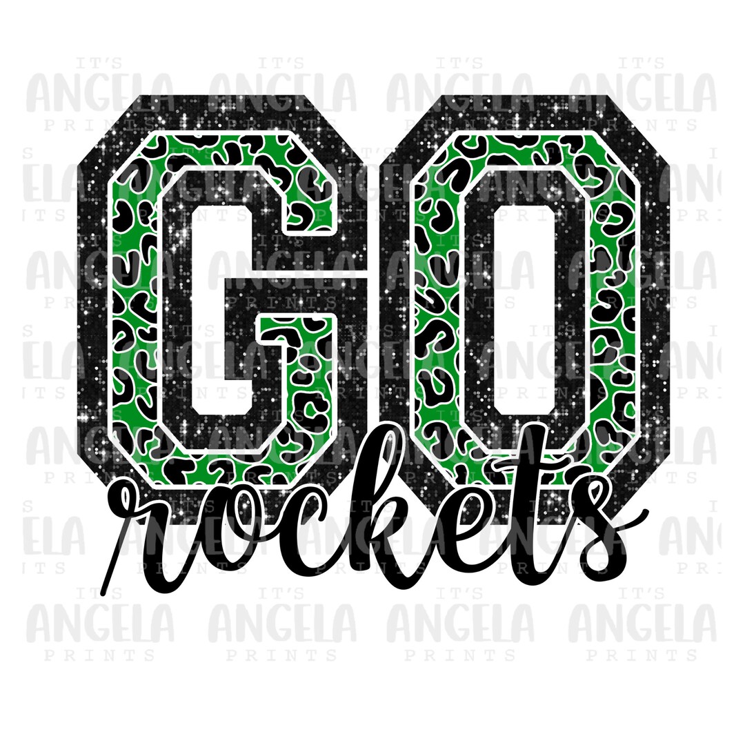 PNG GO Rockets Green Leopard Glitter School Spirit Custom Team Mascot ...