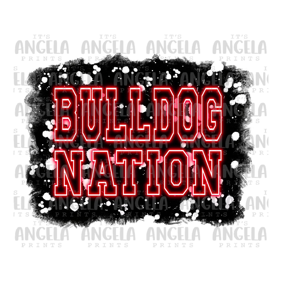 PNG Bulldog Nation Red Neon Lights School Spirit Team Custom Mascot ...