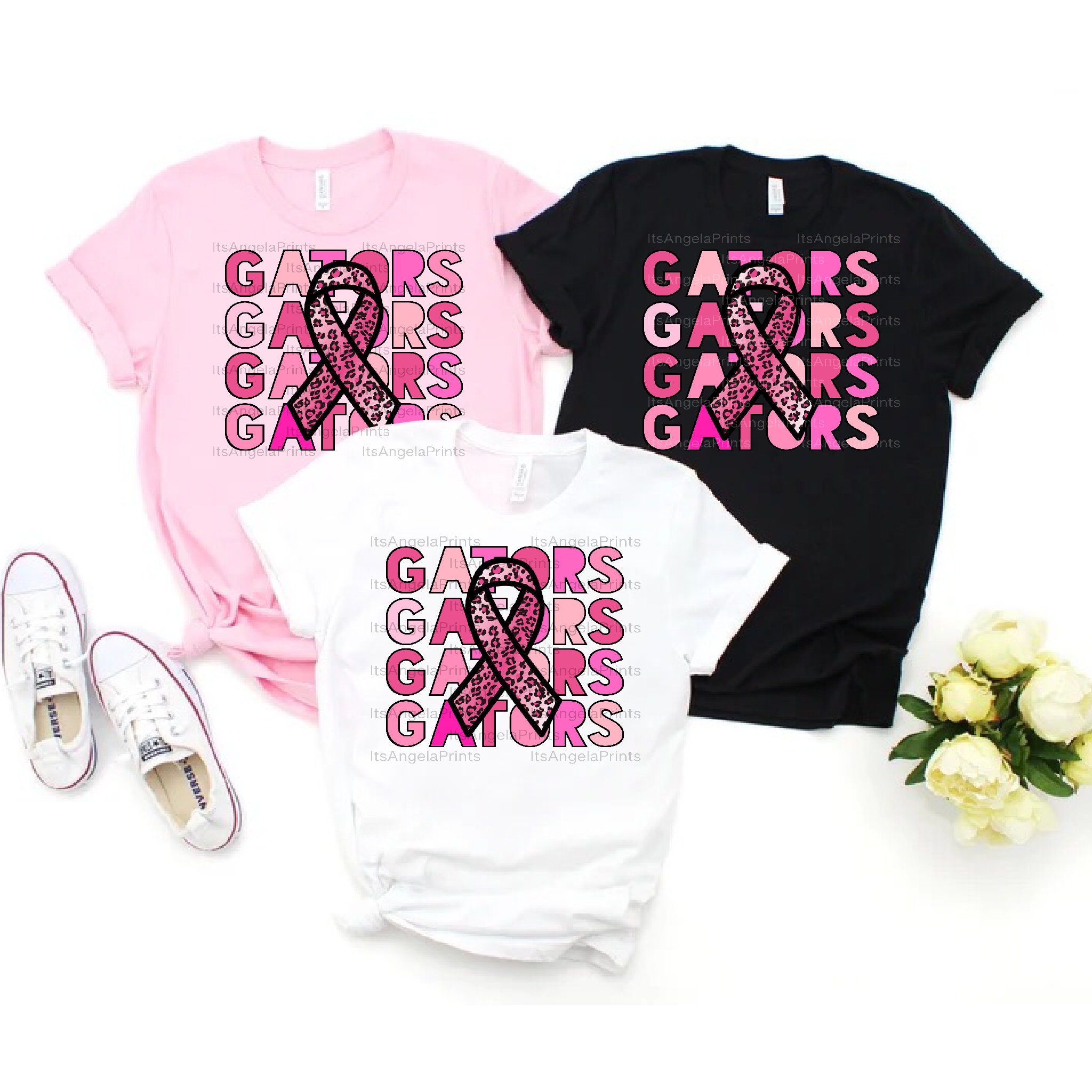 Gators Stacked Breast Cancer Awareness Pink Leopard Ribbon - Etsy