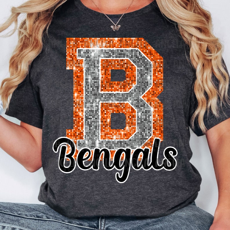 PNG B Bengals Orange Bling Sparkle Glitter School Team Spirit Mascot ...