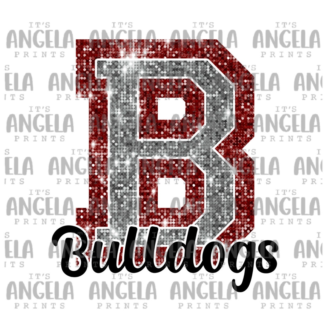 PNG B Bulldogs Maroon Bling Sparkle Glitter School Team Spirit Mascot ...