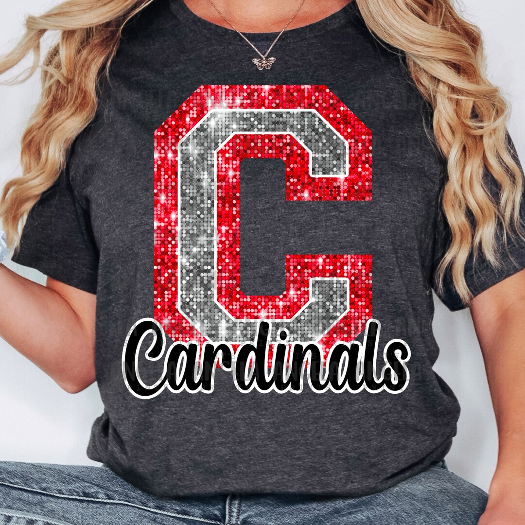 PNG C Cardinals Red Bling Sparkle Glitter School Team Spirit Mascot ...