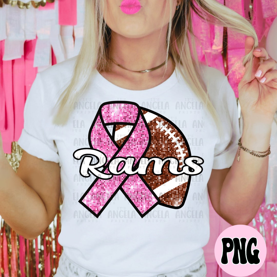 PNG Rams Faux Bling Glitter Pink Out Breast Cancer Awareness Ribbon ...