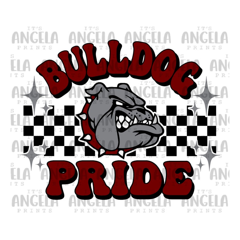 PNG Bulldog Pride Maroon Groovy Checkered School Team Spirit Mascot ...