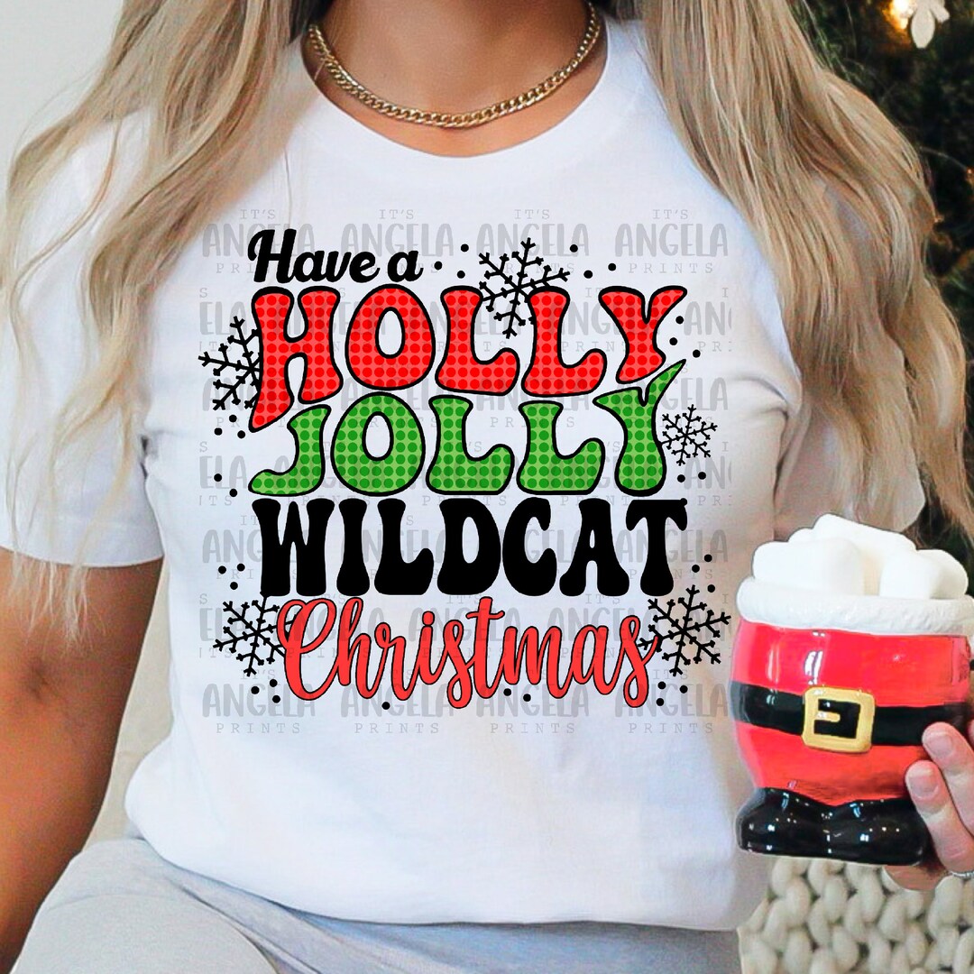 Wildcat Holly Jolly Christmas Holiday Red Green Santa Snowflake Mascot ...